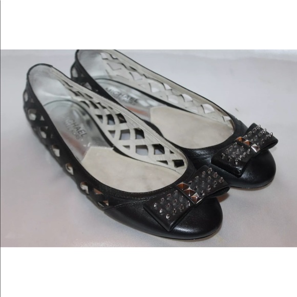 Michael Kors | Shoes | Michael Kors Cutout Leather Spike Bow Ballet ...